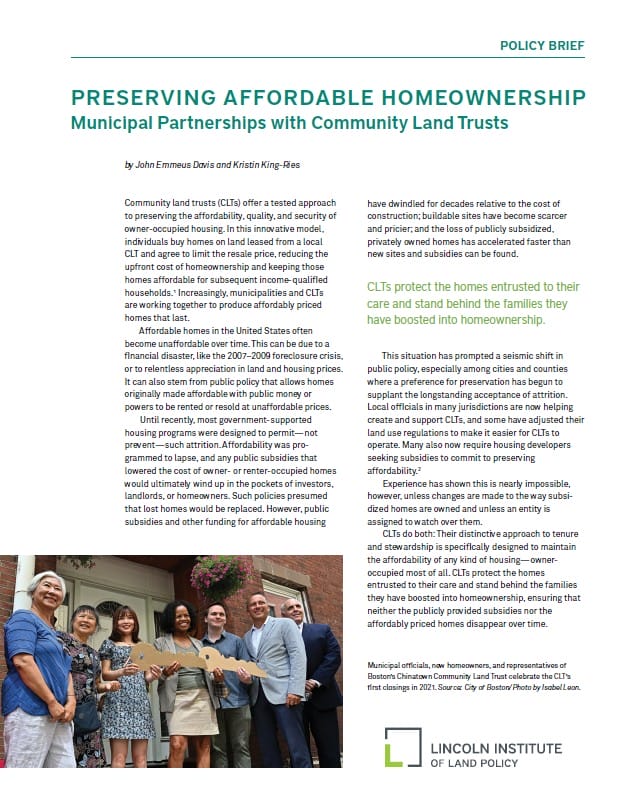 Preserving Affordable Homeownership - Lincoln Institute of Land Policy