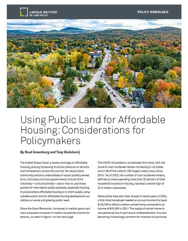 Using Public Land for Affordable Housing - Lincoln Institute of Land Policy